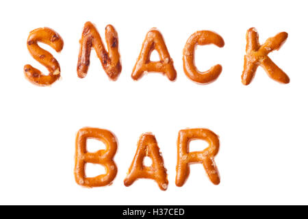 Alphabet pretzel written words PRETZEL SNACKS isolated Stock Photo - Alamy