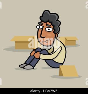 Cartoon of a boy sad and lonely child or student. Ideal for catalogs ...