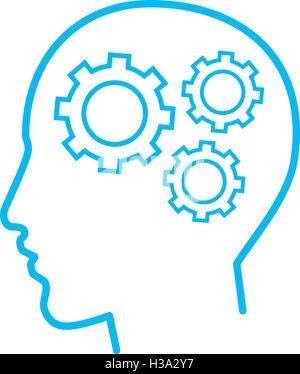 Human head shape with cog wheels, idea or technical process or mind ...