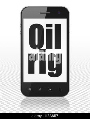 Manufacuring concept: Smartphone with Oil Rig on display Stock Photo ...