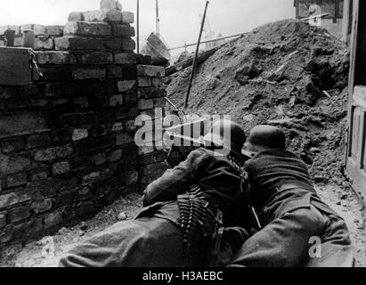 WW2 German army MG 42 machine gun with bullet belt. Historical re ...