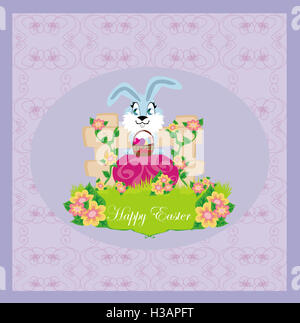 Greeting Card with Easter bunny Stock Photo - Alamy