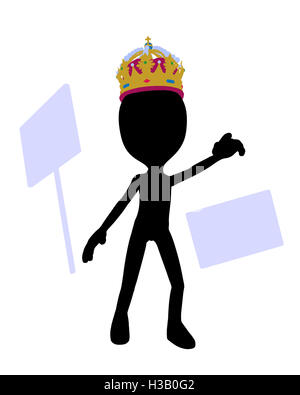 Cute Black Silhouette King Guy Holding a Blank Business Card Stock ...