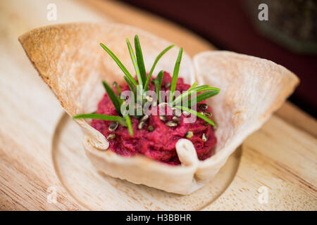 close up of dough cornet with beetroot filling Stock Photo - Alamy