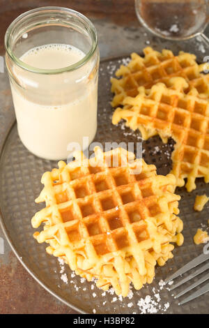Round Belgian waffle Stock Photo - Alamy