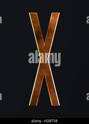 3d render of golden metal dirty rust scratch alphabet letter symbol - N ...