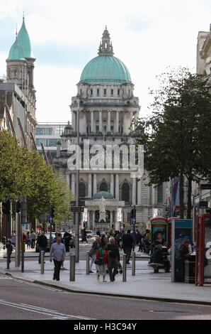 Looking down Donegall Place in Belfast from the City Hall towards Royal ...
