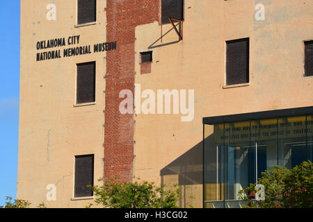 The Oklahoma City bombing memorial museum. The survivor tree in front ...