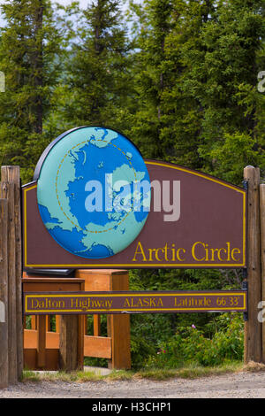 Arctic Circle sign at the Arctic Circle Centre on the E6 Highway Stock ...