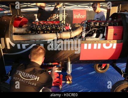 Mechanics prepare the 1,000 bhp Triumph Infor Rocket Streamliner before ...