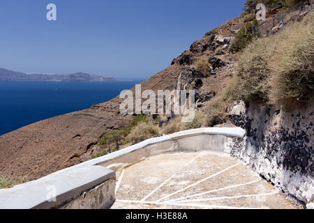 Santorini Island - Stairs to the Mediterranean Sea Stock Photo - Alamy