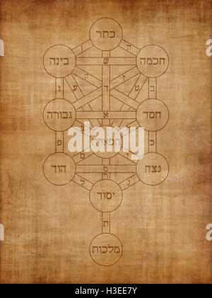Tree of Life with the ten Sephirot of the Hebrew Kabbalah. Each ...