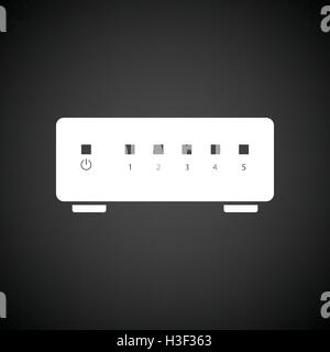 Ethernet switch icon. Black background with white. Vector illustration ...