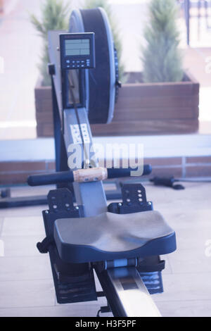 Gym exercise rowing machine static rower in fitness studio Stock Photo ...
