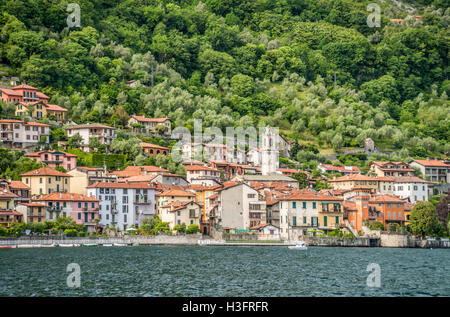 Lakefront of the village Ossucio at Lake Como seen from the lakeside ...