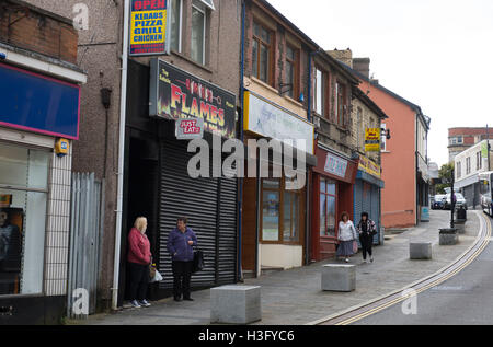 General view of the High Street in Bargoed, South Wales Stock Photo - Alamy