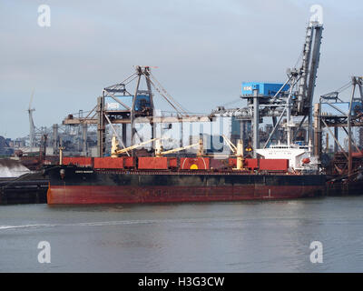 The Genco Warrior, a bulk carrier ship built in 2005, is identified by ...
