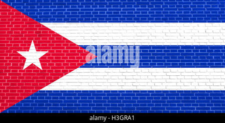 flag of Cuba or Cuban banner on brick texture Stock Photo - Alamy