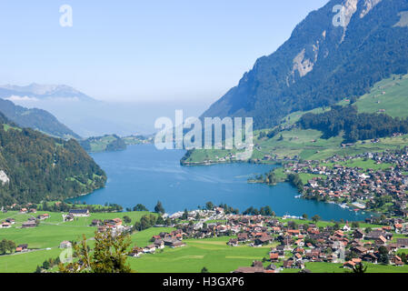 Lake Lungern Valley view from Brunig Pass, Switzerland Stock Photo - Alamy