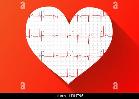Red heartbeat diagram. Electrocardiogram chart. Heart cardiac rhythm ...