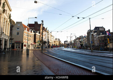 Early morning street in Amsterdam, Holland, Netherlands Stock Photo - Alamy