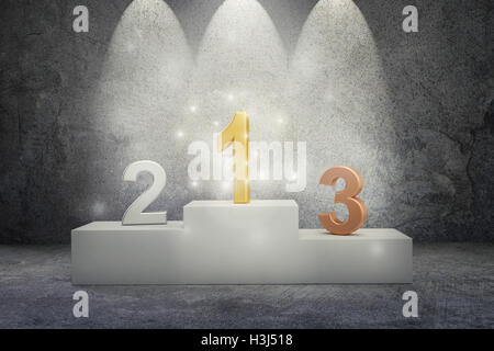 3d render illustration of winners podium with first, second, and third ...
