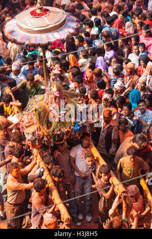 Sindoor Balkumari Jatra, a festival is celebrated in Thimi as part of ...