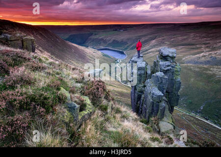 Sunset at The Trinnacle rock formation above Greenfield Reservoir near ...