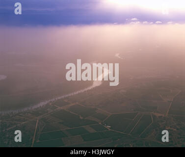 High altitude aerial view from the southwest of the historical city ...