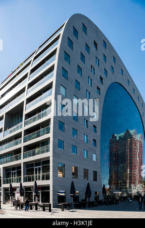 Lateral elevation of curved building. Market Hall Rotterdam, Rotterdam ...