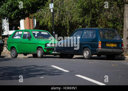 Reliant Robin and Kitten on the streets of London Stock Photo - Alamy