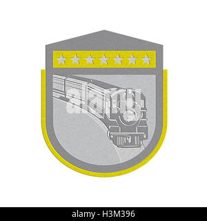 Metallic Steam Train Locomotive Retro Shield Stock Photo - Alamy