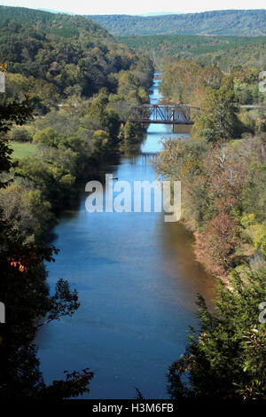 Autumn landscape in Nelson County, Virginia, USA. Tye River just west ...