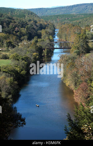 Autumn landscape in Nelson County, Virginia, USA. Tye River just west ...