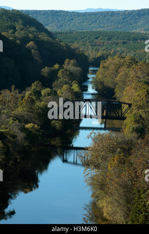Autumn landscape in Nelson County, Virginia, USA. Tye River just west ...