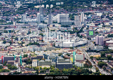 Areal shot of the city of Essen, Germany, city center, downtown area ...
