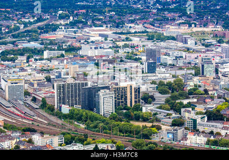 Areal shot of the city of Essen, Germany, city center, downtown area ...