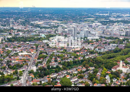 Areal shot of the city of Essen, Germany, city center, downtown area ...