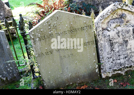The lakeland poet William Wordsworth and his wife Mary's grave stone in ...