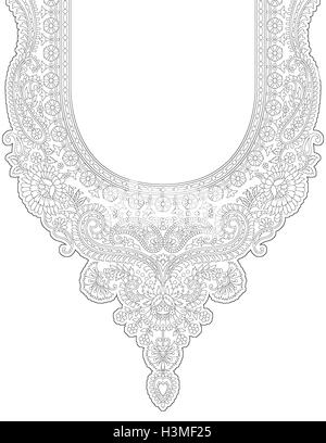 beautiful textile print unique dress neck outline draw design Stock ...