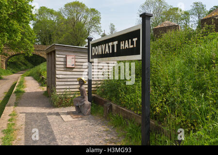 Statue of WW2 child evacuee at Donyatt Halt on the former Chard Branch ...
