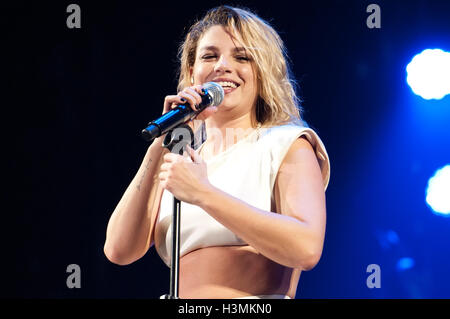 Naples, Italy. 10th Oct, 2016. Italian pop singer Emma Marrone performs ...