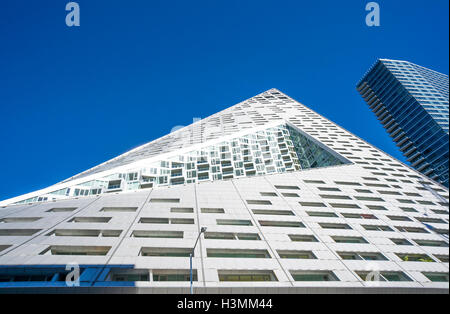 VIA 57 West, pyramid shaped apartment building, with skyline ...
