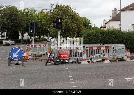 roadworks cones traffic signs for contraflow system on uk motorway ...