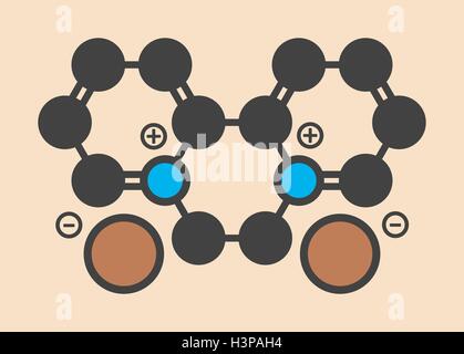 Diquat dibromide contact herbicide molecule. Skeletal formula Stock ...