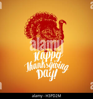 thanksgiving calligraphy turkey label. vector sign Stock Photo - Alamy