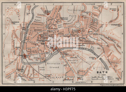 BATH town city plan. Somerset 1920 old antique vintage map chart Stock ...
