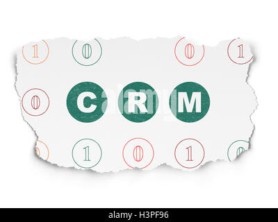 Finance concept: E-CRM on Torn Paper background Stock Photo - Alamy