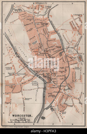 WORCESTER. Vintage town city map plan. Worcestershire, 1939 Stock Photo ...