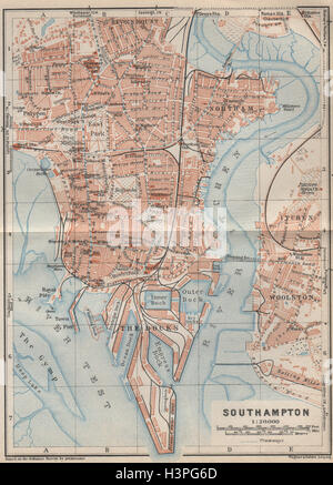 SOUTHAMPTON town city plan. Hampshire 1920 old antique vintage map ...
